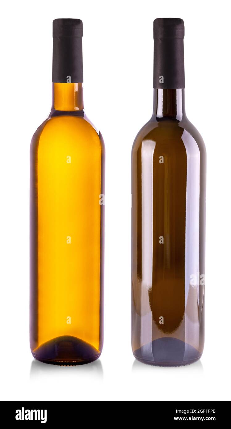 white wine bottle isolated over white background Stock Photo - Alamy