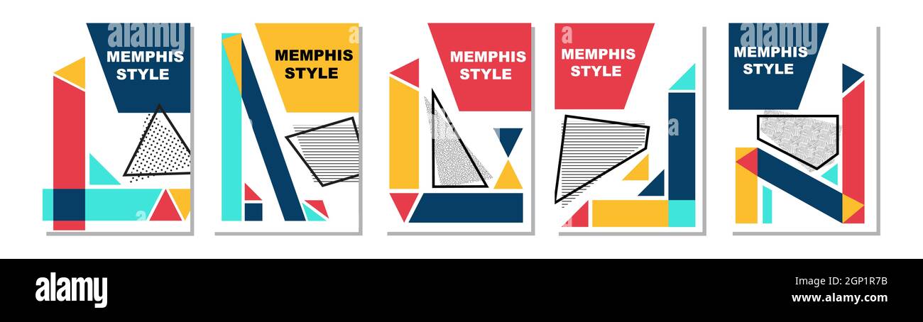 Set of Memphis Style Covers. Flat Vector Illustrations for Background ...