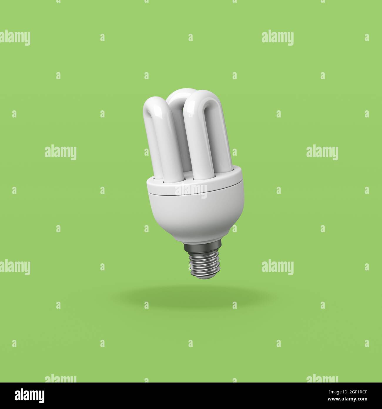 Comic Single Fluorescent Lamp on Flat Green Background with Shadow 3D ...