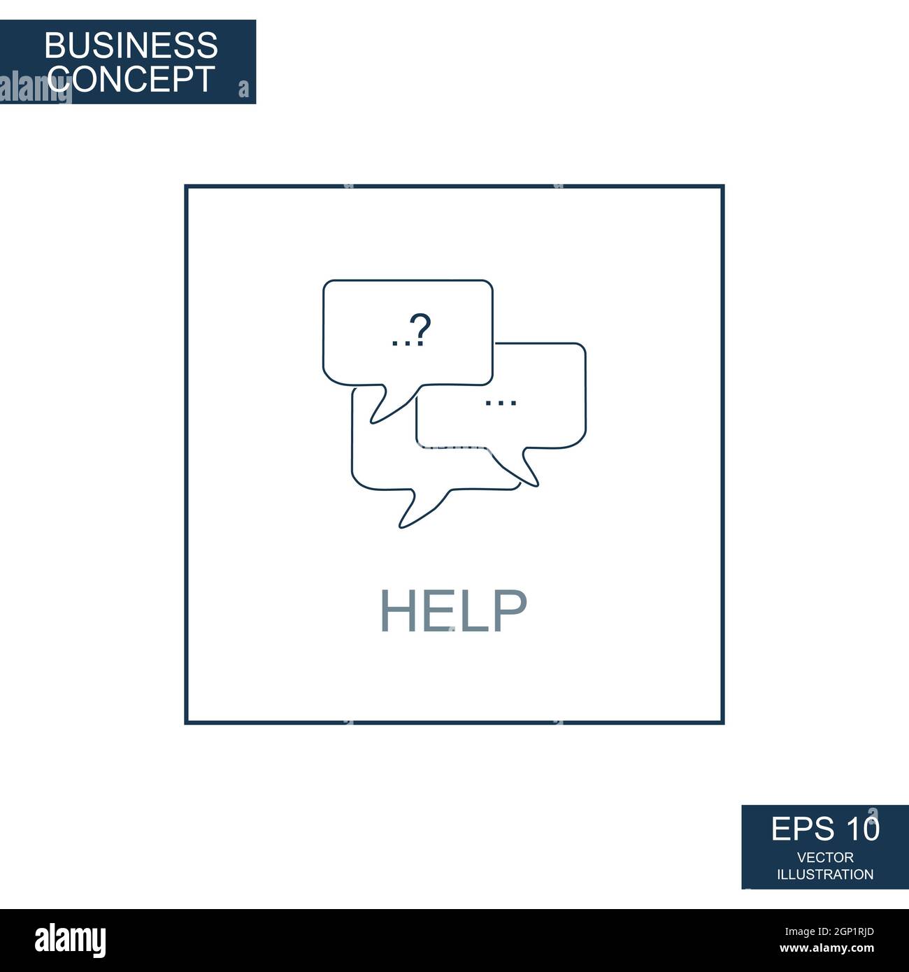 Business concept, web icon from thin lines. Help - Vector illustration ...