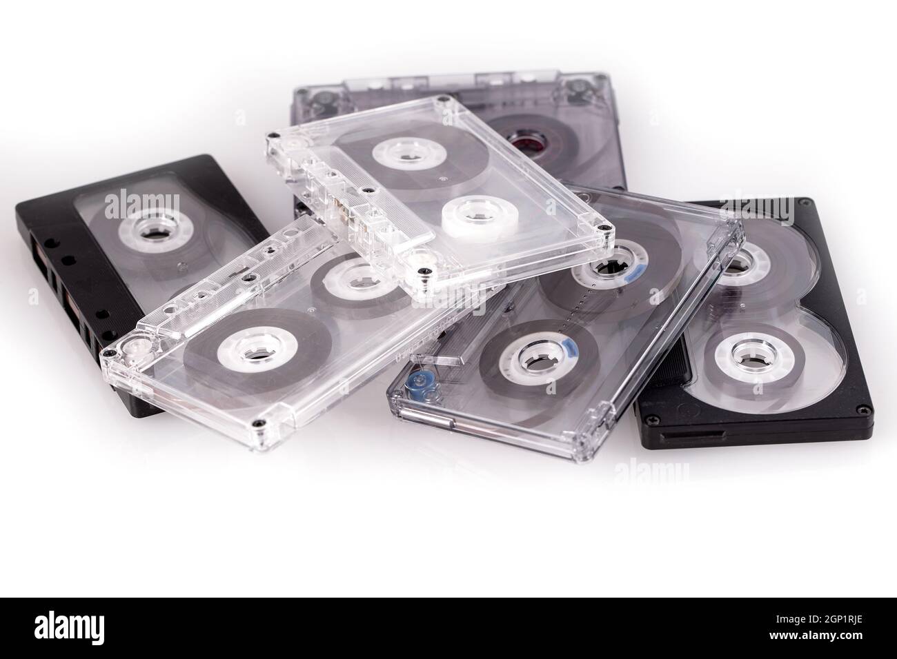 The vintage audio tapes over white background Stock Photo - Alamy