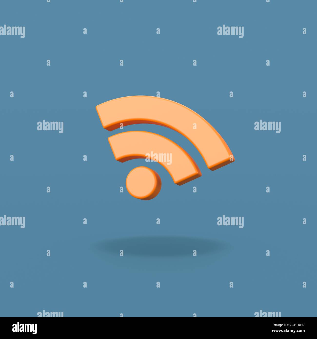 Orange Wifi Symbol Shape on Flat Blue Background with Shadow 3D Illustration Stock Photo - Alamy