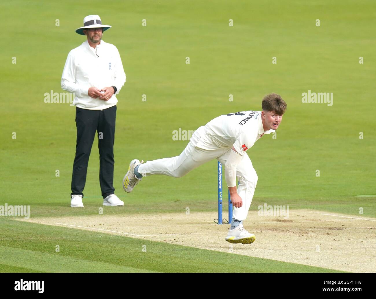 Lancashire's Jack Blatherwick during day one of the Bob Willis Trophy ...