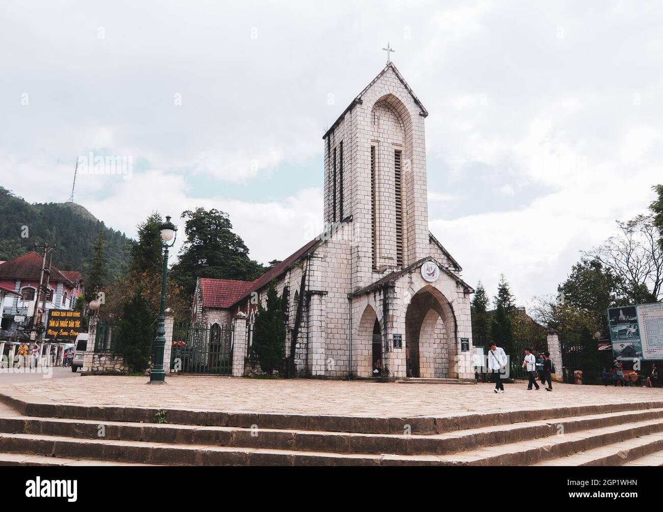 Sa Pa, Vietnam - Oct 3, 2013. Sapa Church, Ancient Symbol of the Misty ...