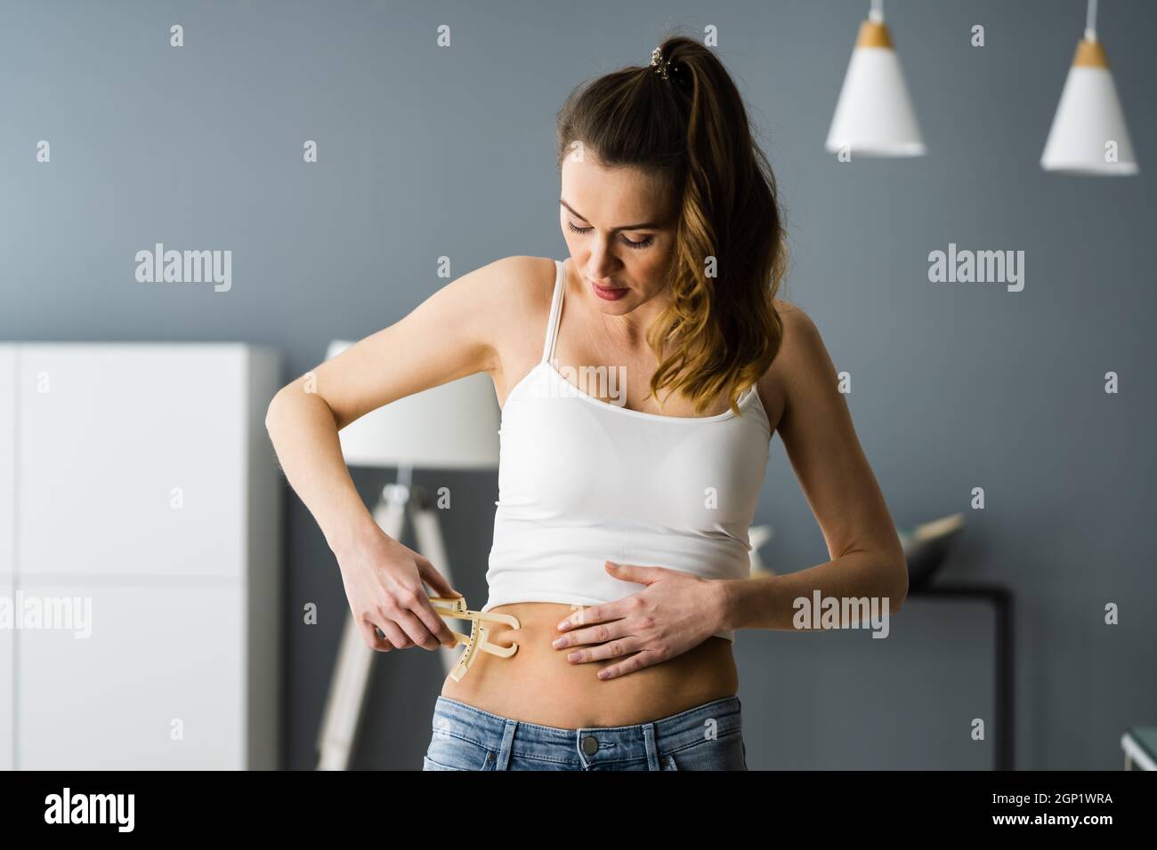 Measuring Postpartum Belly Fat With Bariatrics Caliper Postpartum Stock ...