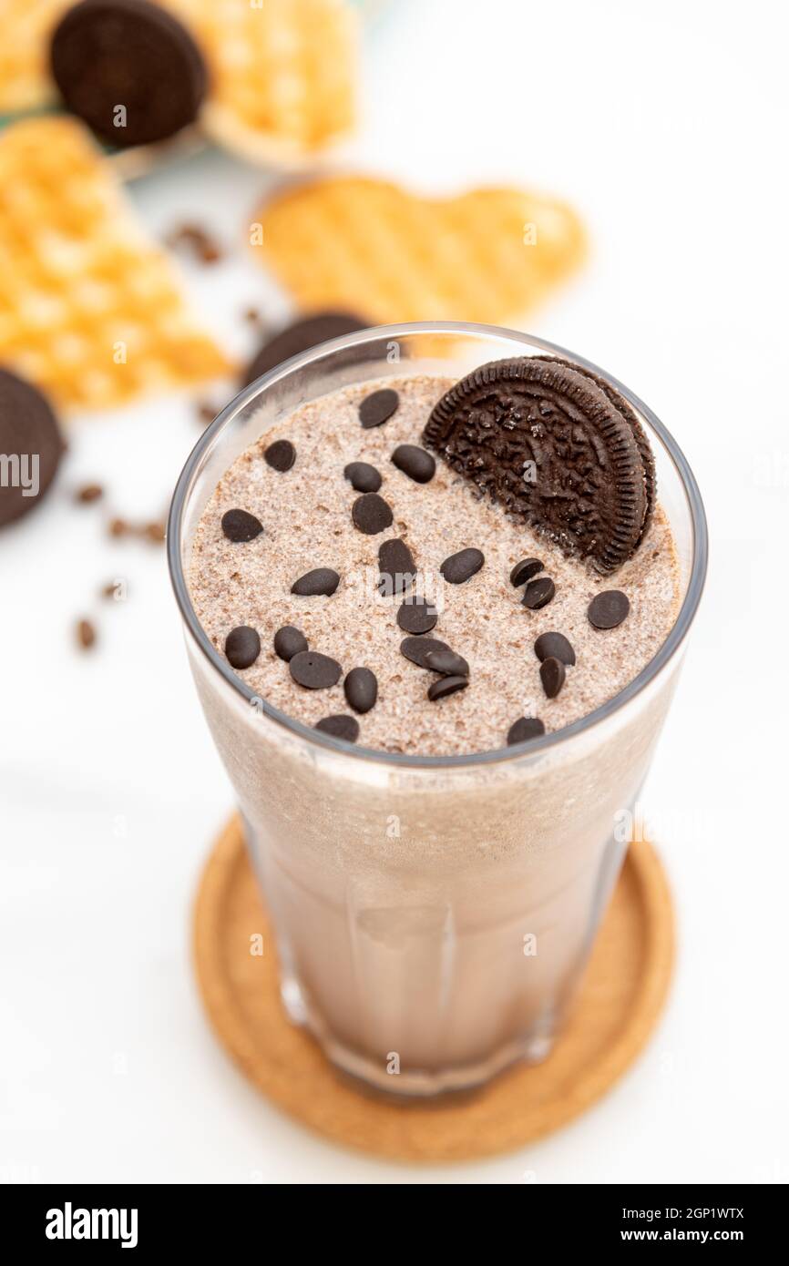 Creamy Chocolate Biscuit and Chocolate Delicious Milkshake Stock Photo ...