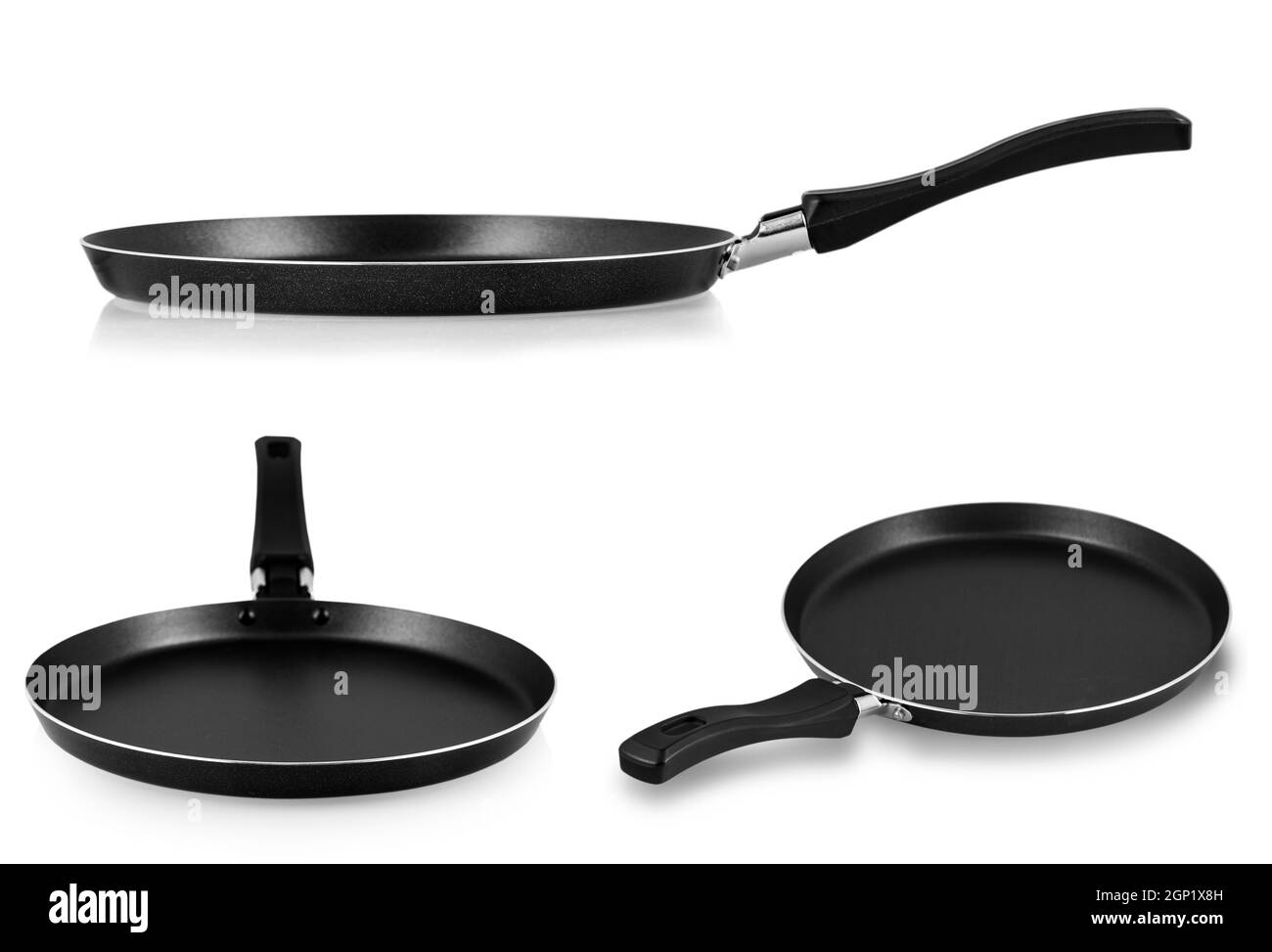 Pan with handle isolated on white background Stock Photo - Alamy