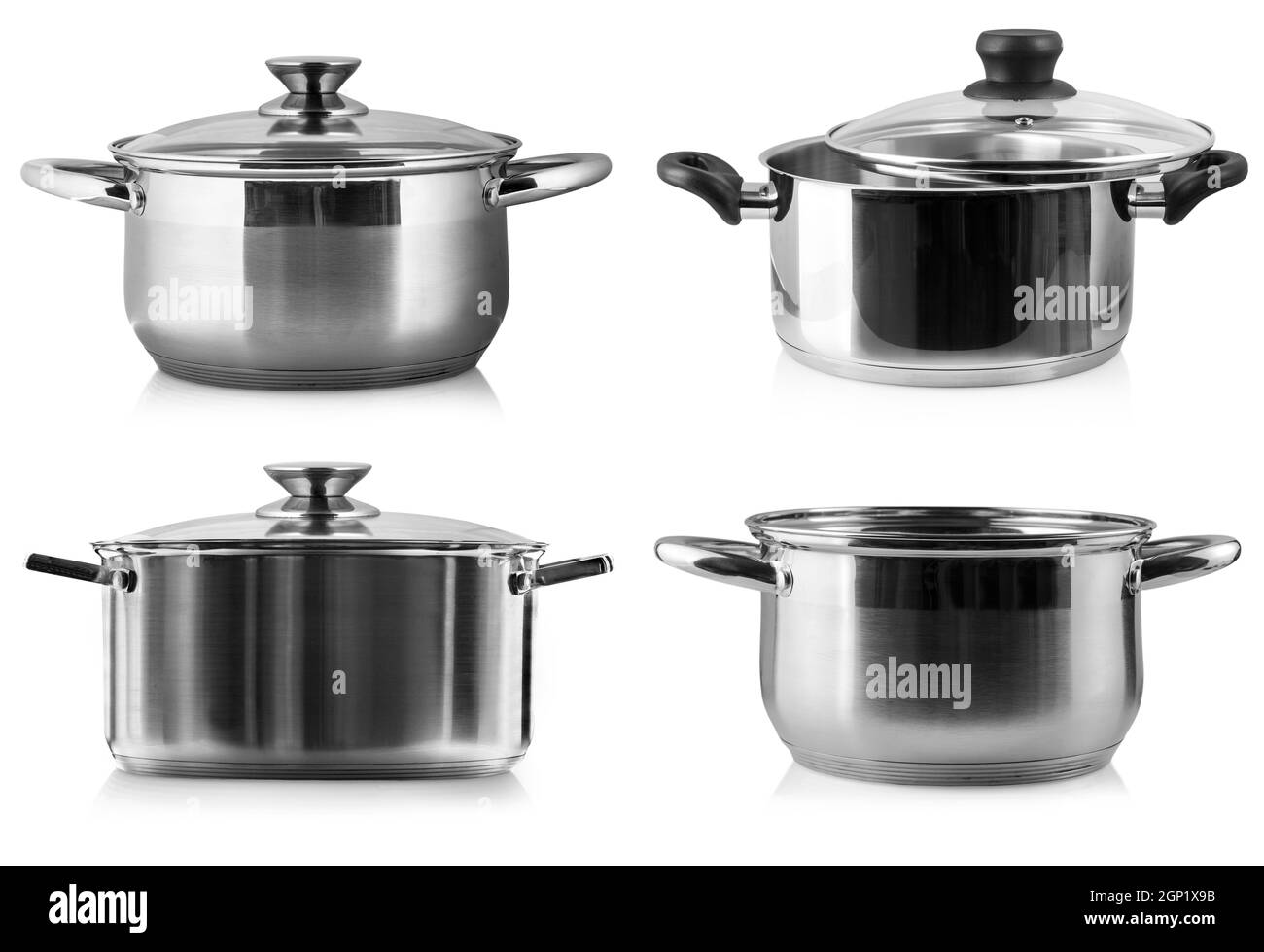 The stainless steel cooking pot over white background with clipping ...