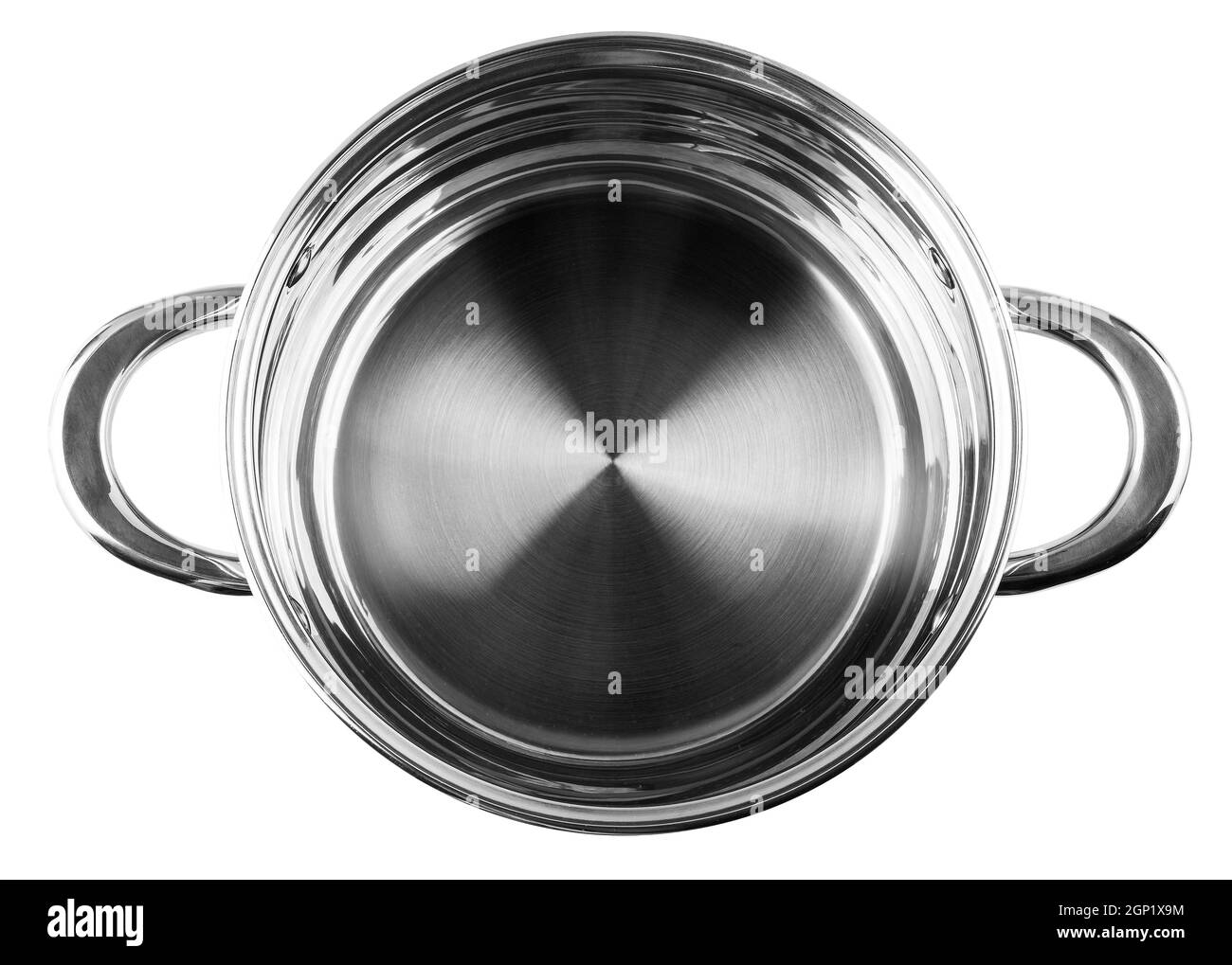Stainless steel pot without cover. Isolated on white background. The ...