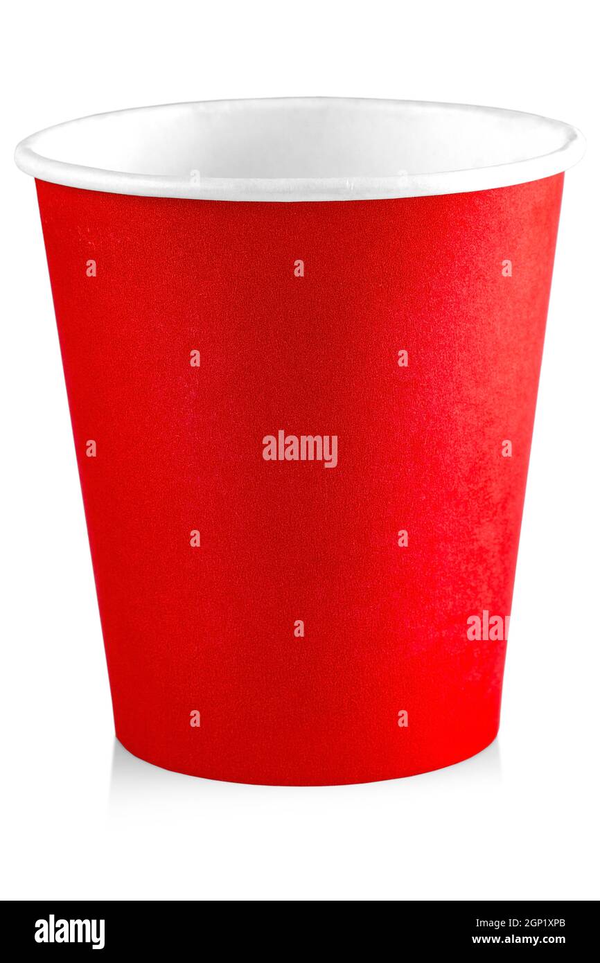 Red paper cup isolated on white background Stock Photo - Alamy