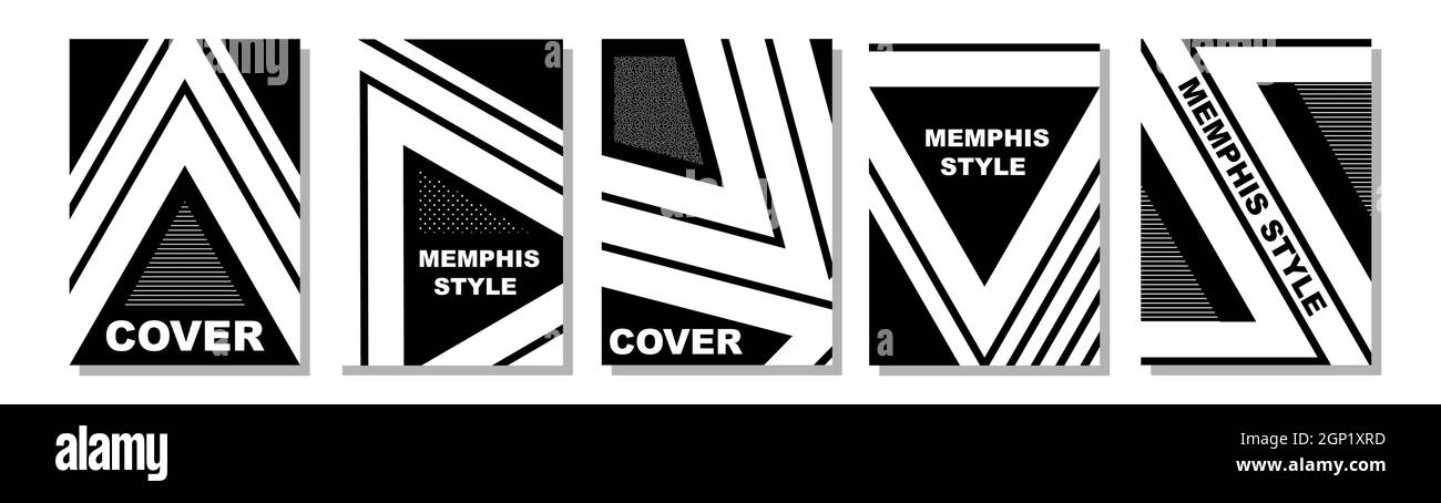 Set of Memphis Style Covers. Flat Vector Illustrations for Background ...