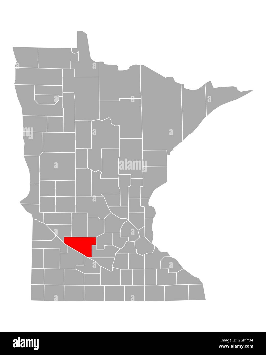 Map of Renville in Minnesota Stock Photo - Alamy