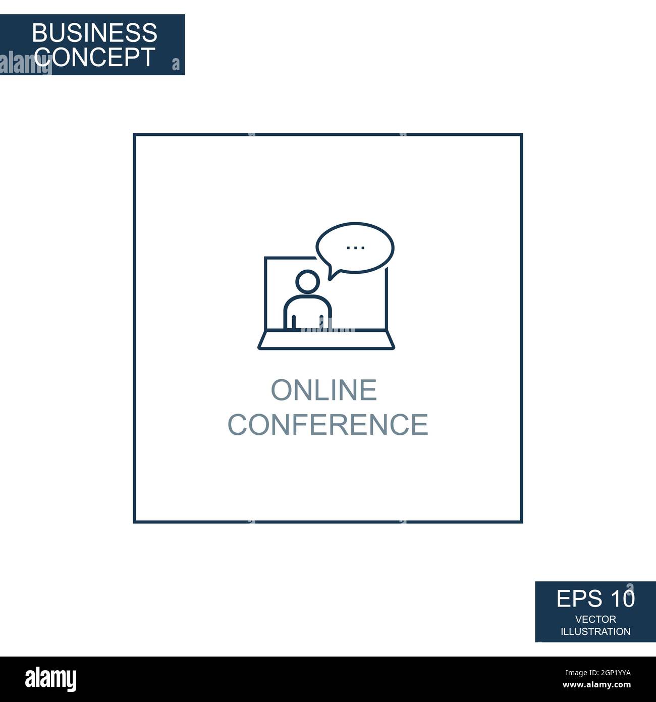 Business concept, web icon from thin lines. Online conference - Vector ...