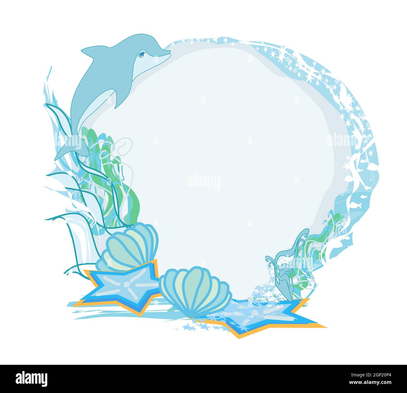 decorative Sea Frame with Dolphin Stock Photo - Alamy