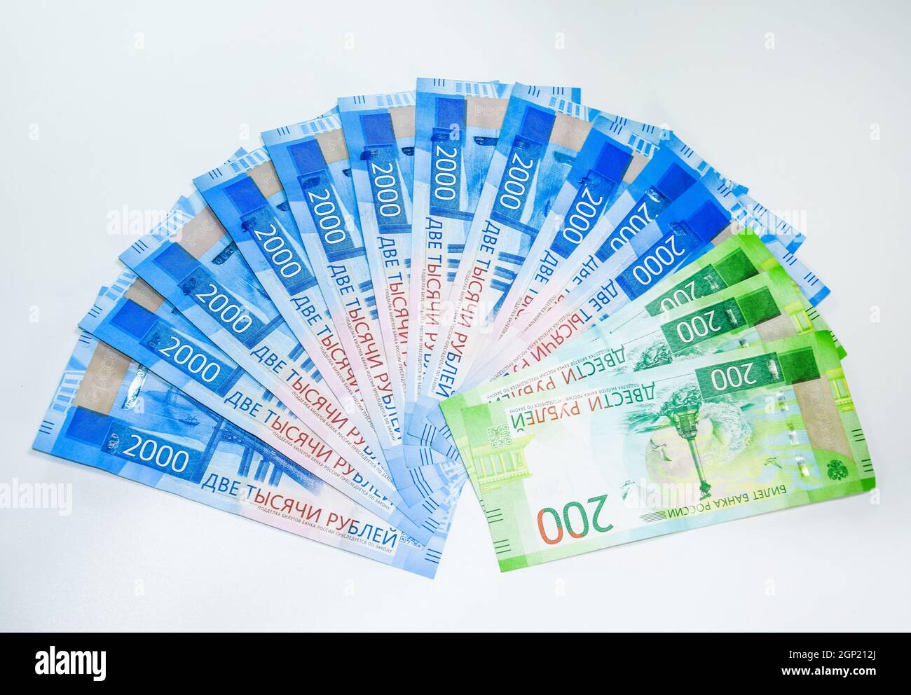 Russian new denominations of 2000 and 200 rubles. Russian banknotes ...