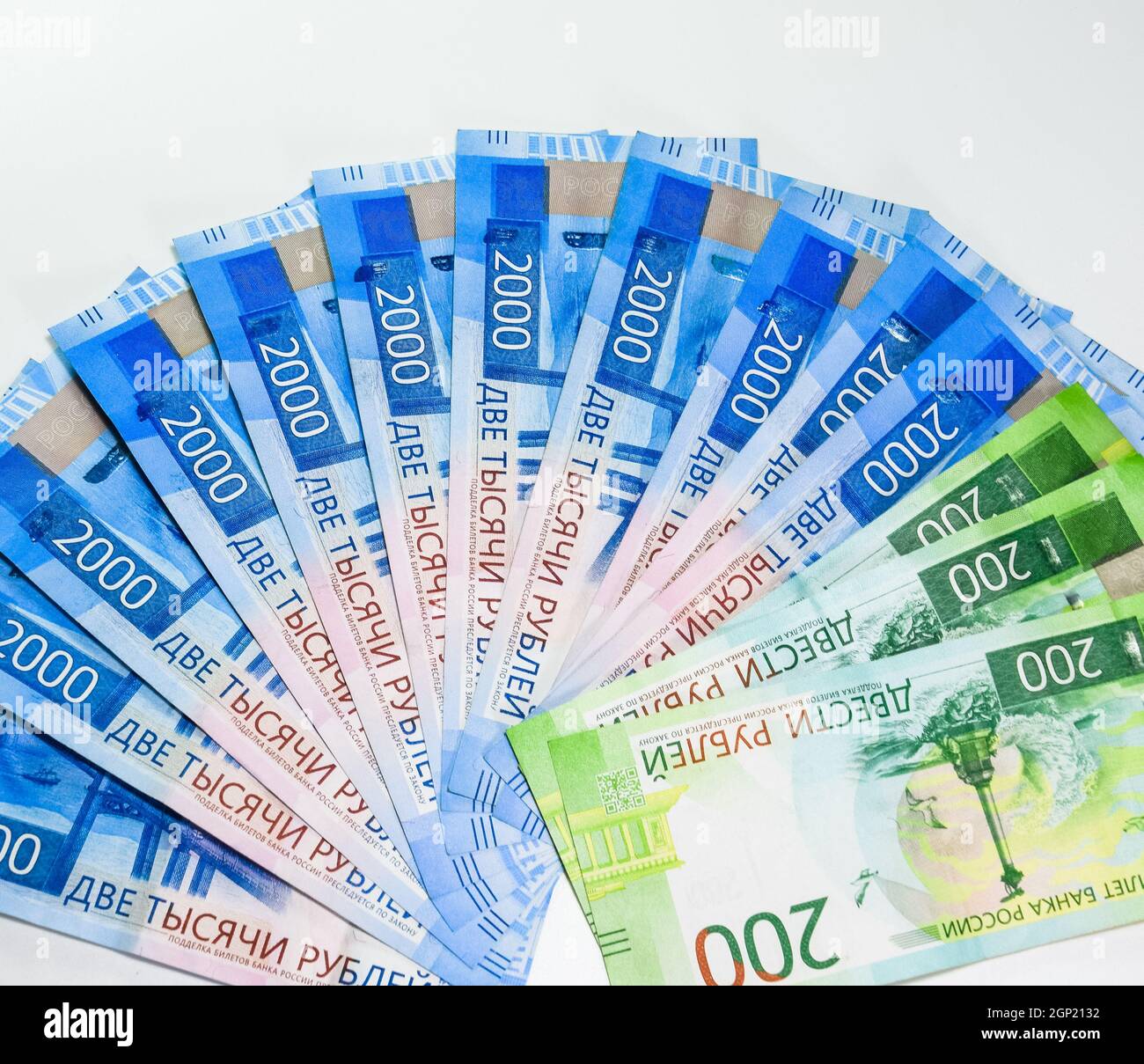 Russian new denominations of 2000 and 200 rubles. Russian banknotes ...