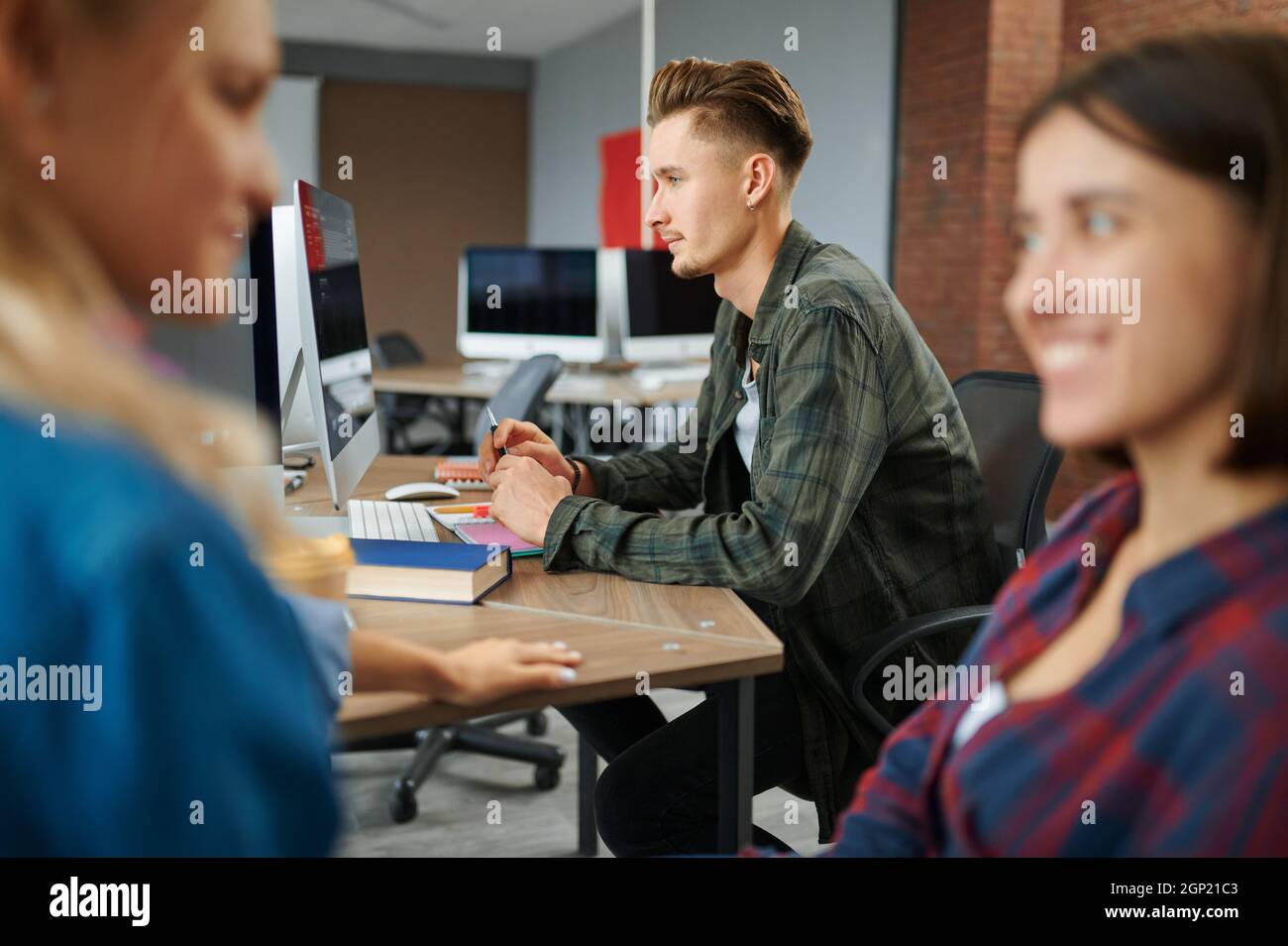 Positive male female specialists hi-res stock photography and images ...