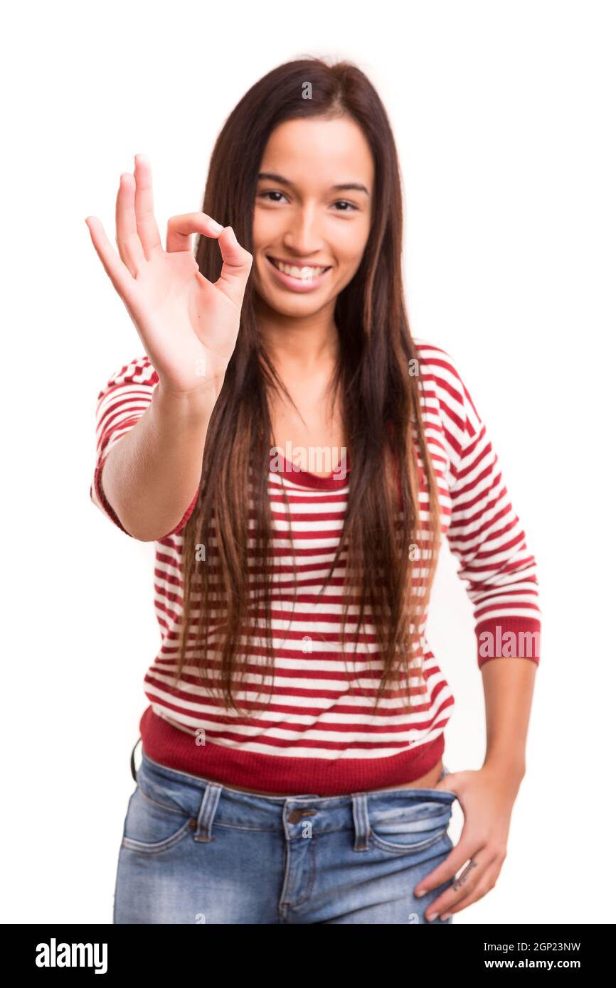 Young asian woman expressing positivity, isolated over white Stock ...