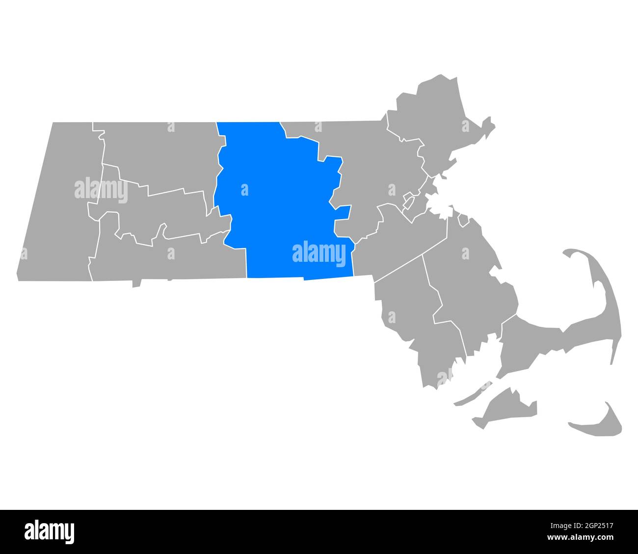 Map of Worcester in Massachusetts Stock Photo - Alamy