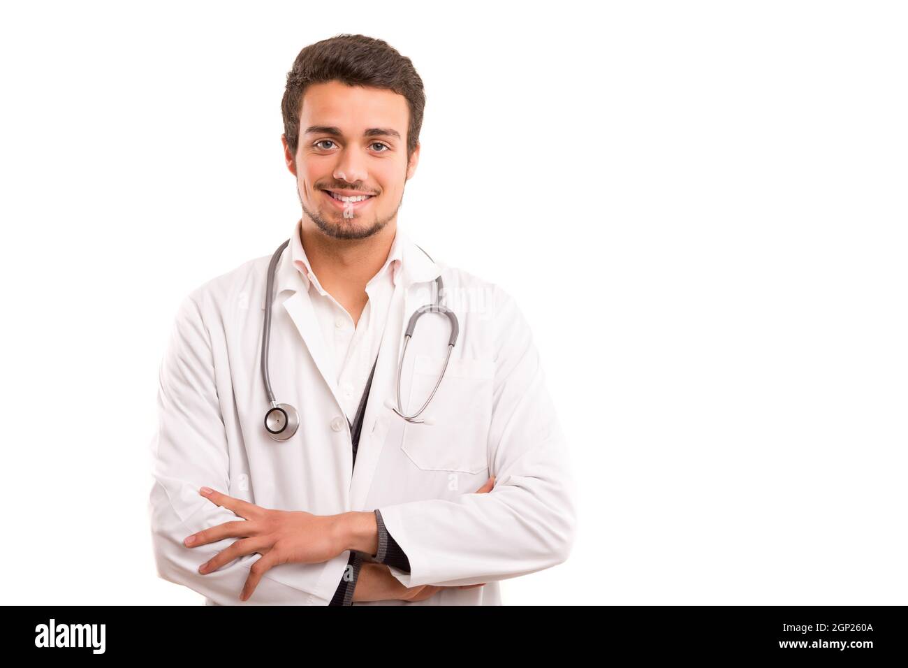 Handsome young medic posing isolated over a white background Stock ...