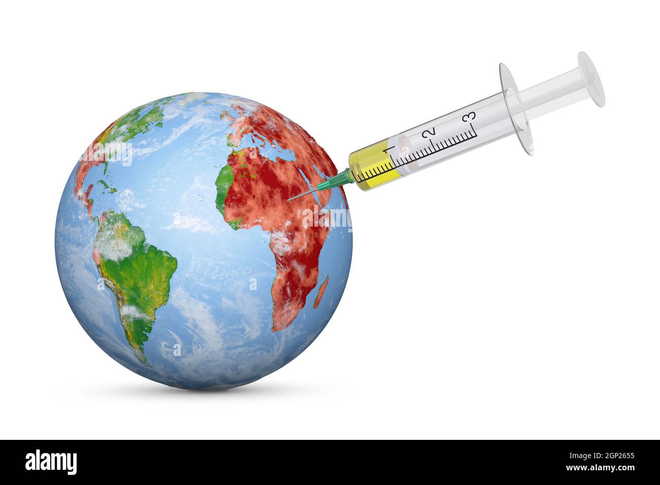 Syringe injection into planet Earth. 3d render. Elements of this image ...