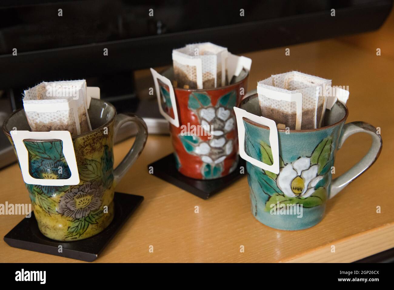 Complimentary cups of tea in a Japanese hotel in Kanazawa.Japan, Asia ...