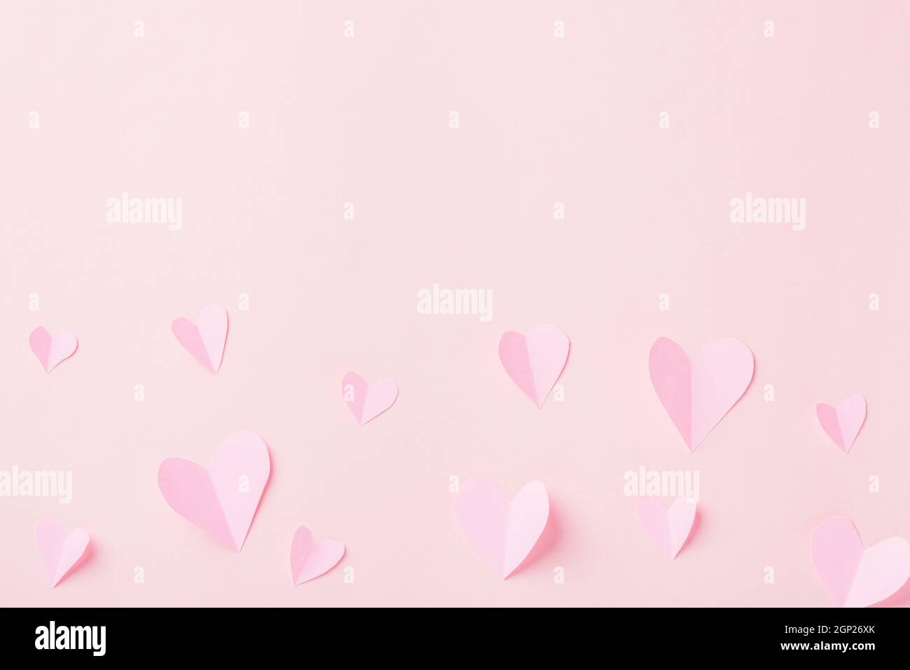 Valentines' day background. Pattern beautiful pink paper hearts cut ...
