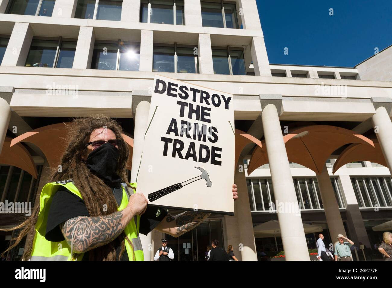 Anti arms trade protesters outside The London Stock Exchange ...