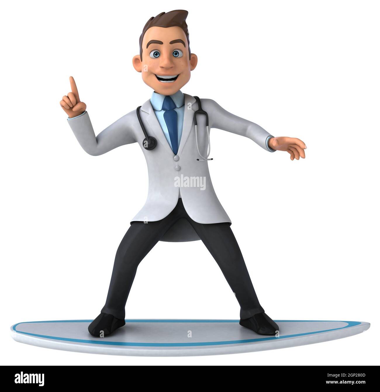 Fun 3D cartoon doctor surfing Stock Photo - Alamy