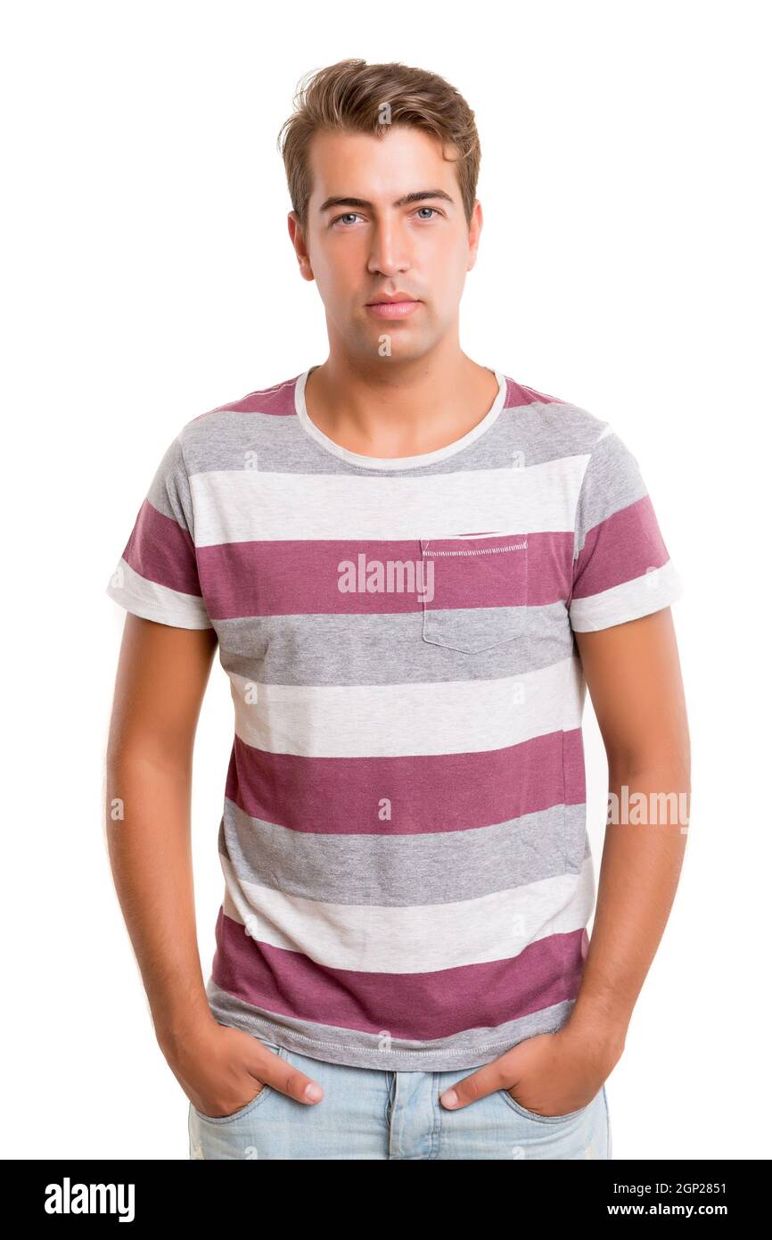 Studio picture of a young and handsome man posing isolated Stock Photo ...