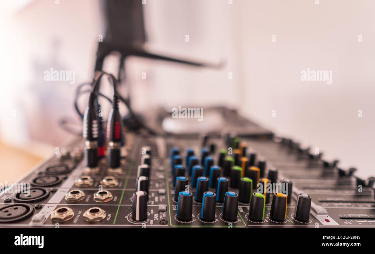 Audio mixer console buttons Stock Photo - Alamy