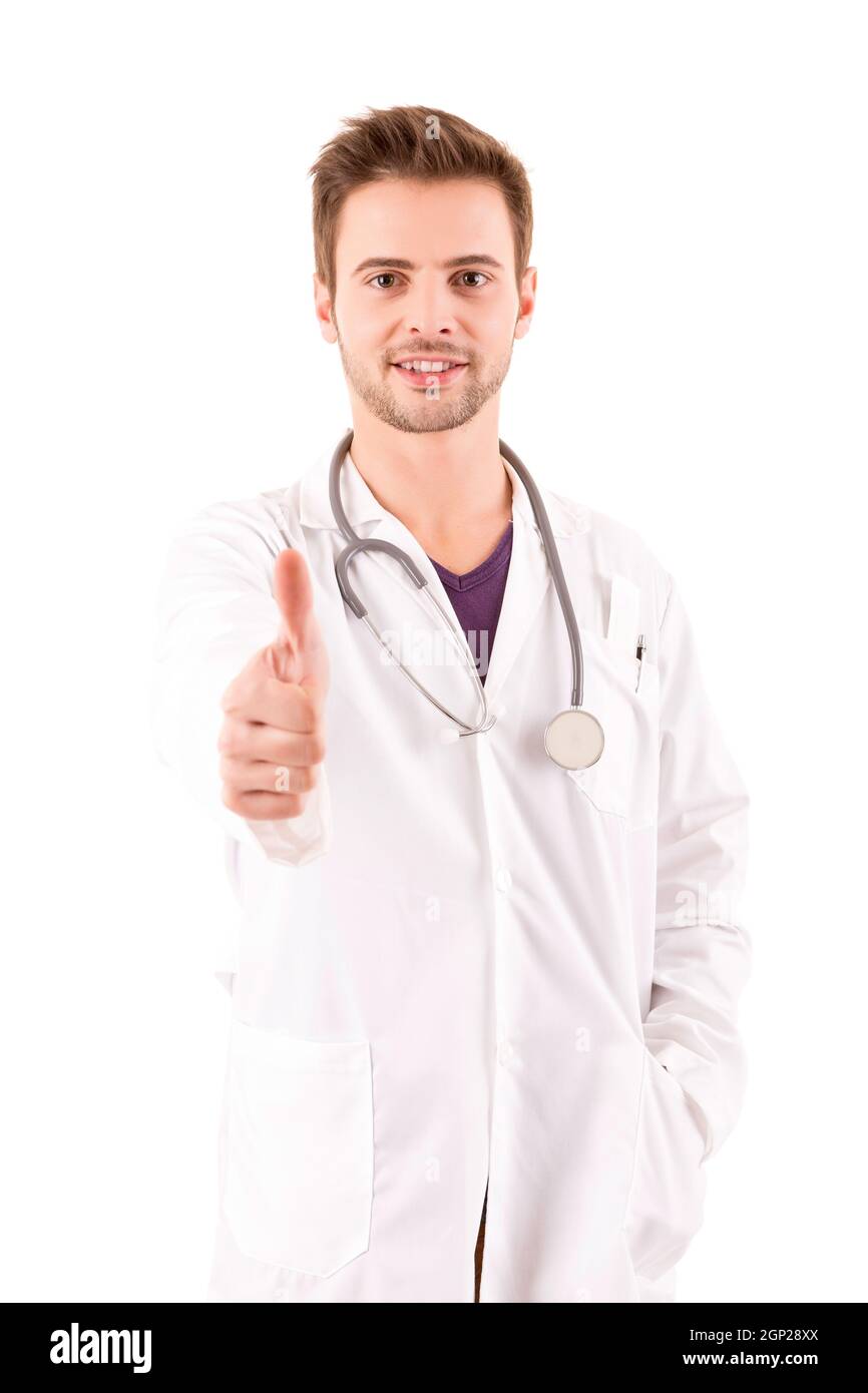 Young medic showing thumbs up Stock Photo - Alamy