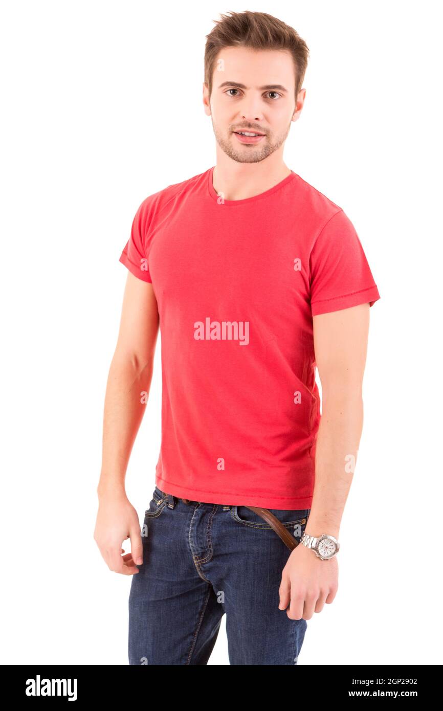Studio picture of a young and handsome man posing isolated Stock Photo ...