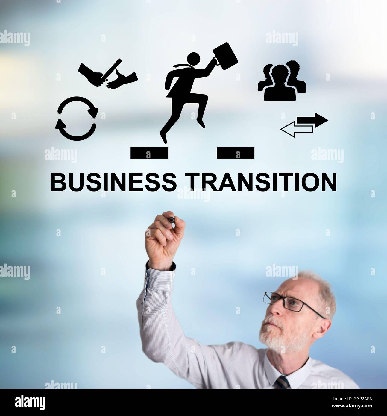 Business transition concept drawn by a businessman Stock Photo - Alamy
