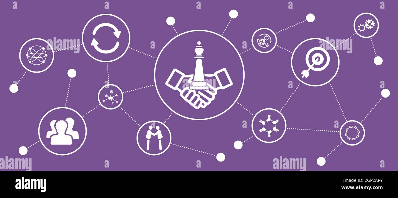Concept of strategic alliance with connected icons Stock Photo - Alamy