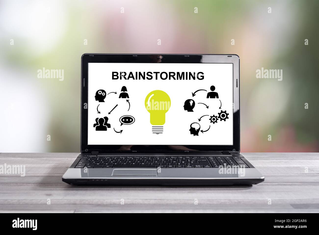 Brainstorming concept shown on a laptop screen Stock Photo - Alamy