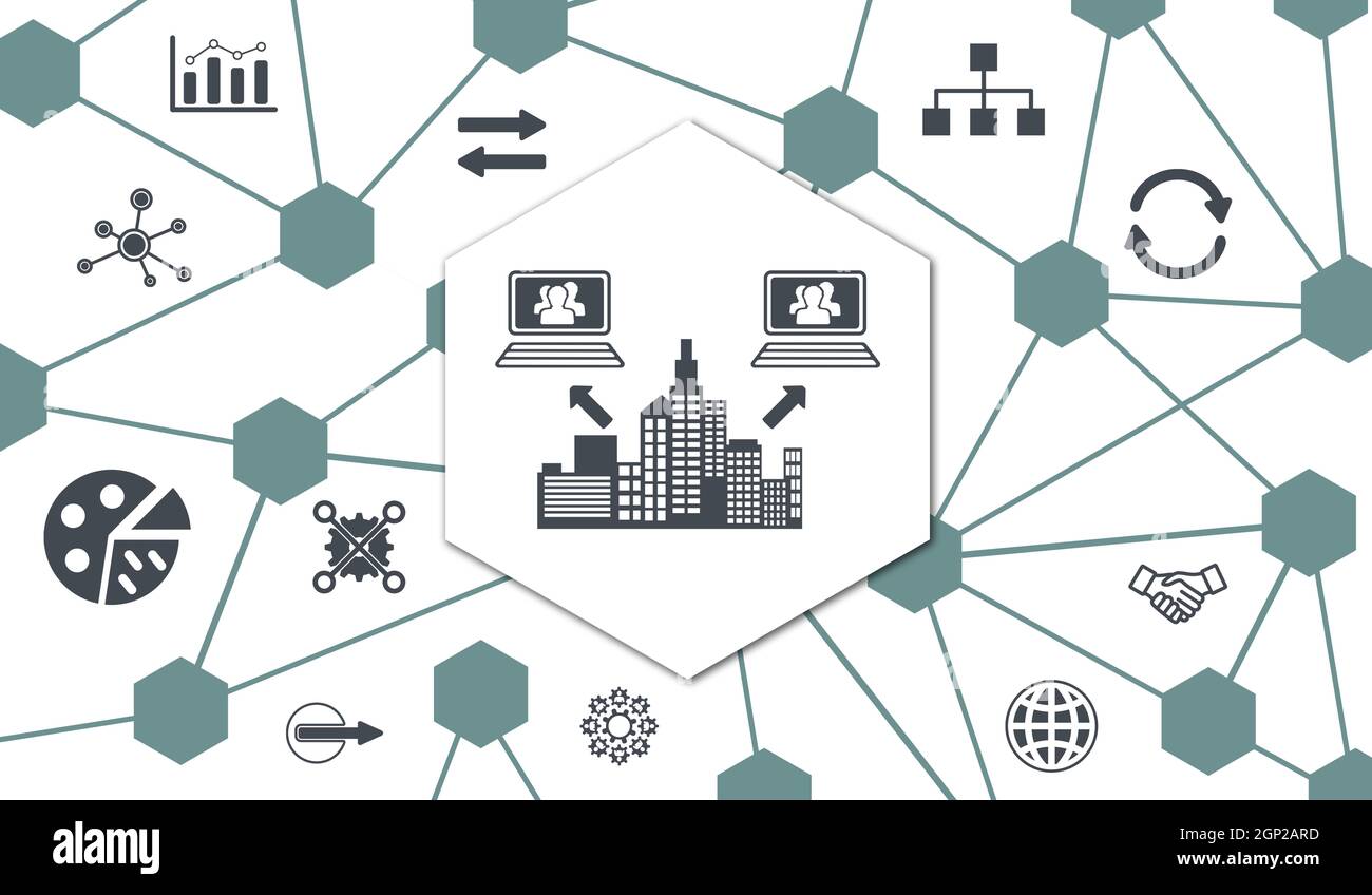 Concept of bpo with connected icons Stock Photo - Alamy