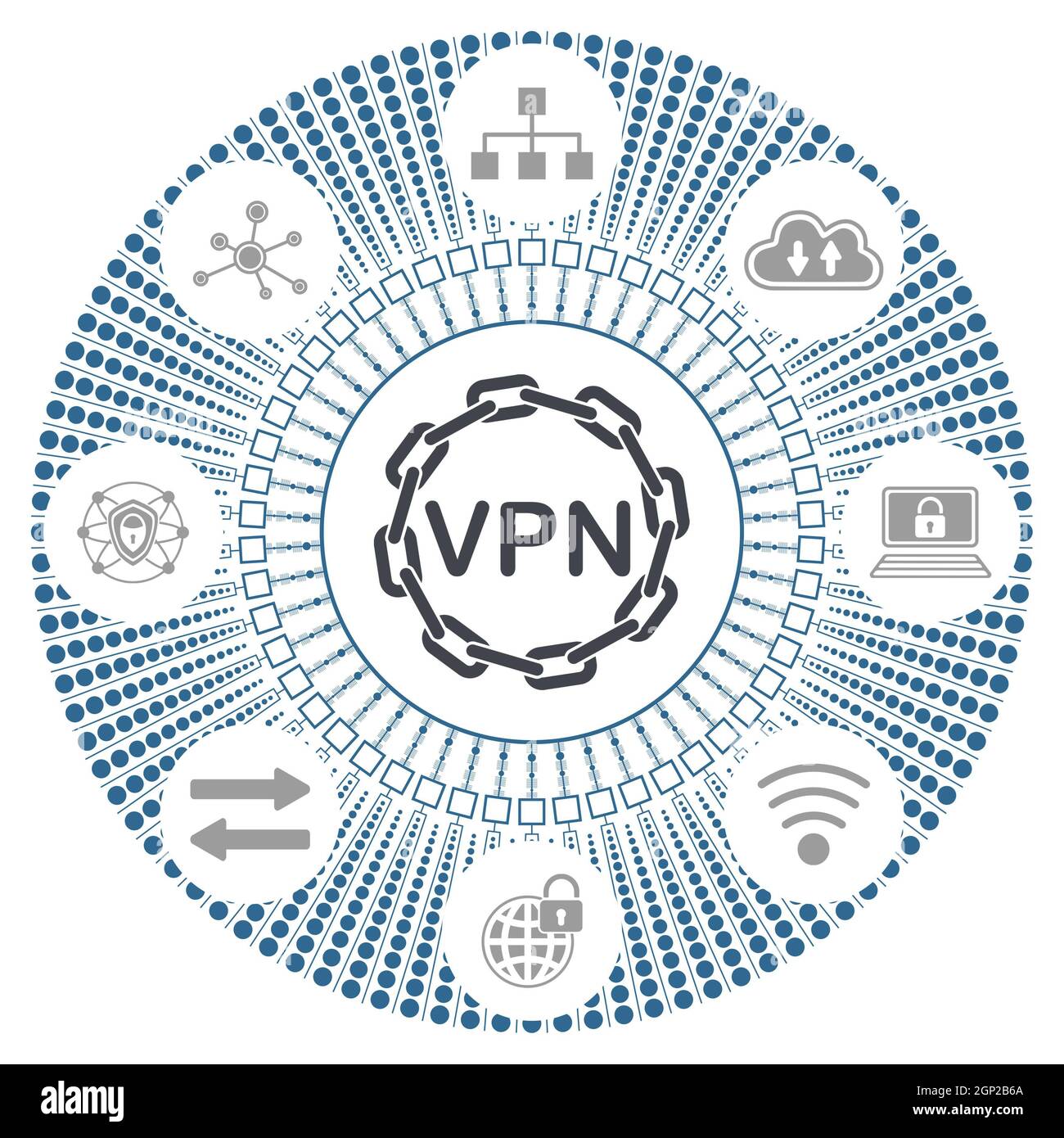 Concept of vpn with connected icons Stock Photo - Alamy