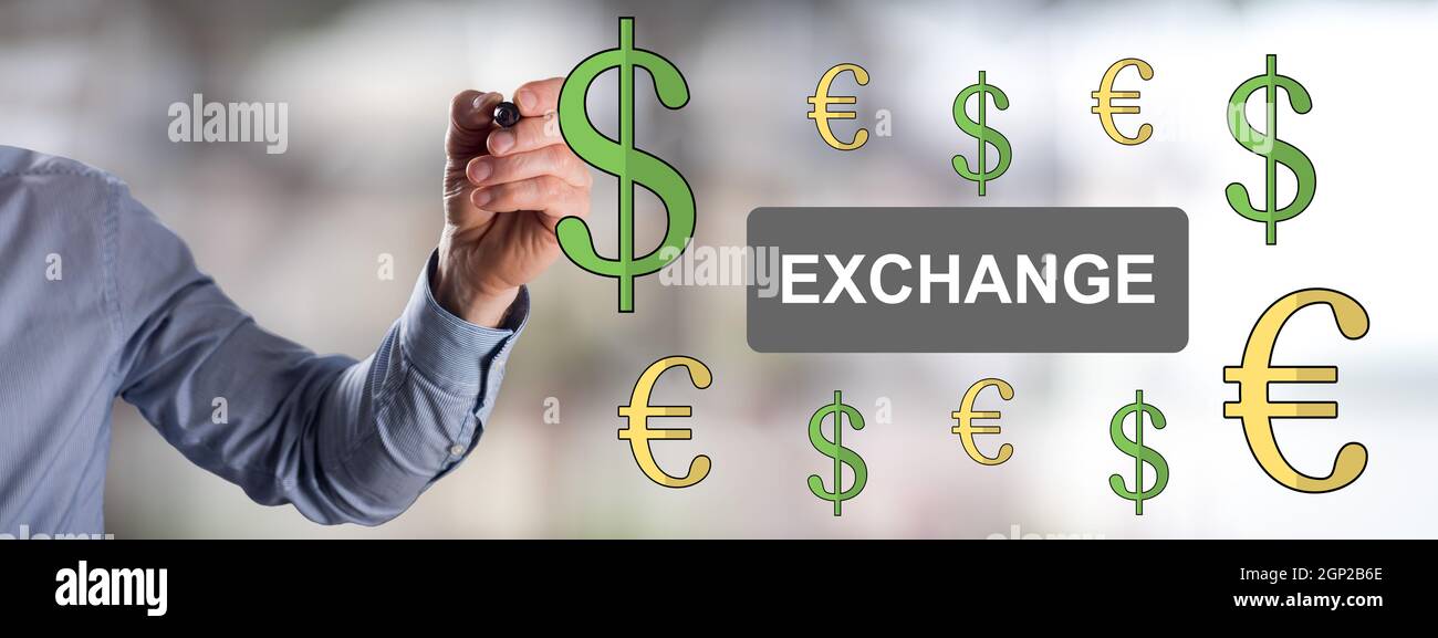Man drawing an exchange concept Stock Photo - Alamy