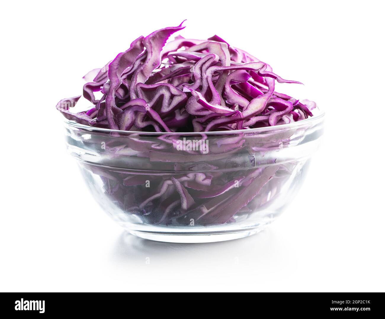 Sliced fresh red cabbage in bowl isolated on white background Stock ...