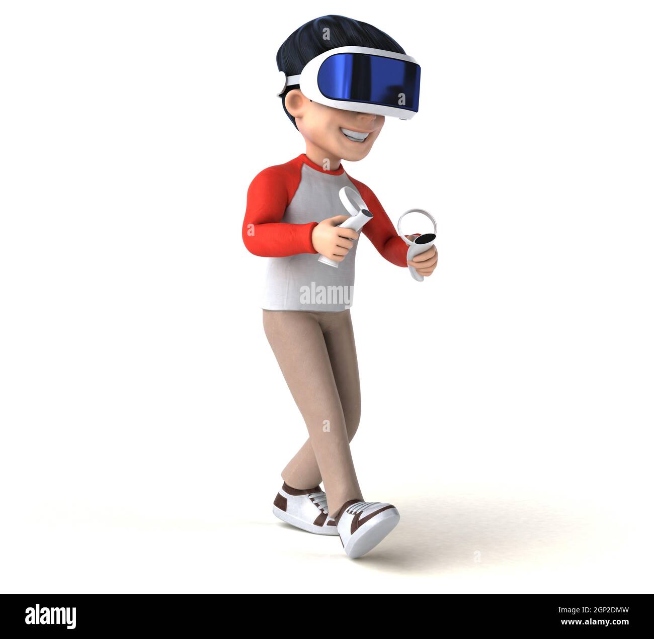Fun 3D illustration of a cartoon kid with a VR helmet Stock Photo - Alamy