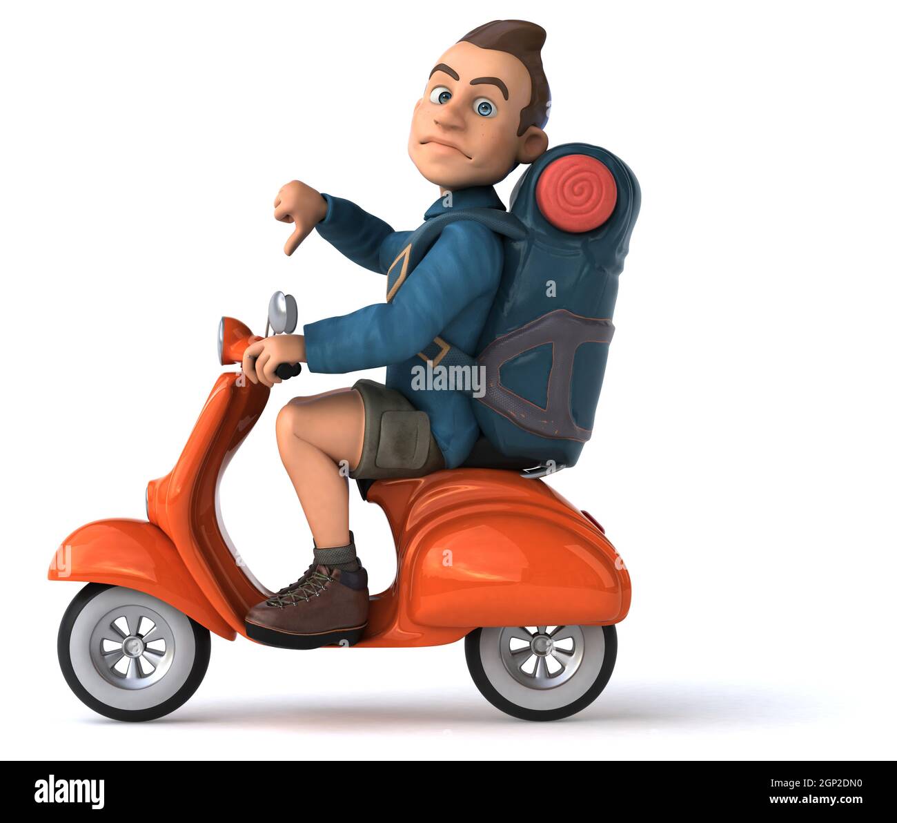 Fun illustration of a 3D cartoon backpacker Stock Photo - Alamy