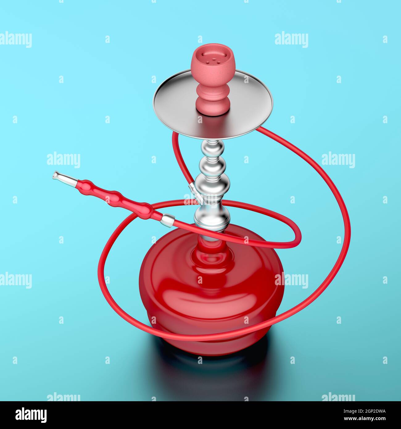Red colored hookah with silver elements Stock Photo - Alamy