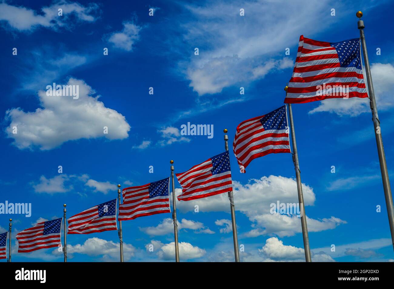 American Flag Washington Monument (Stars and Stripes). Shooting ...