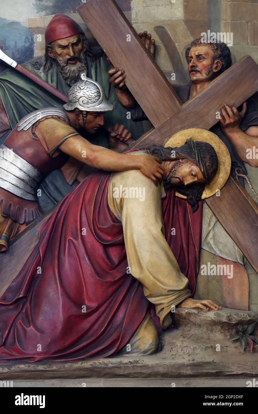 3rd Stations of the Cross, Jesus falls the first time, Basilica of the ...