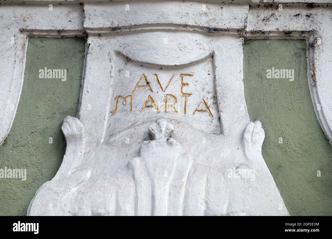 Ave Maria monogram on the house facade in Graz, Styria, Austria Stock ...