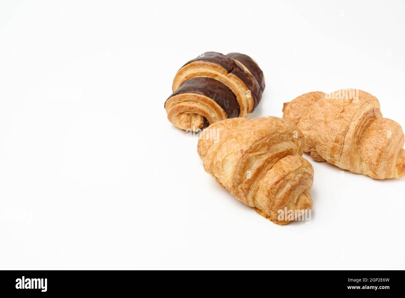 baked chocolate croissant made from white wheat flour on white ...