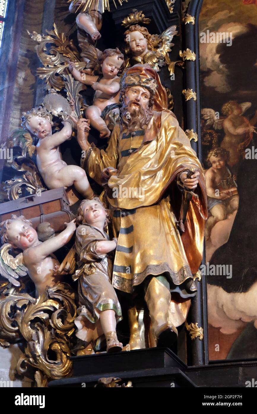 Abraham and Isaac on the altar of the Holy Rosary in Parish church in ...