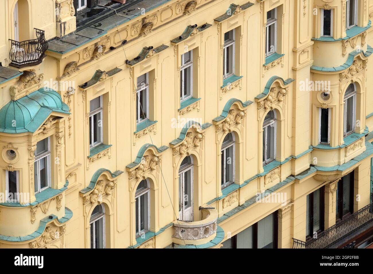 Facade of the old city building on Ban Jelacic Square in Zagreb ...