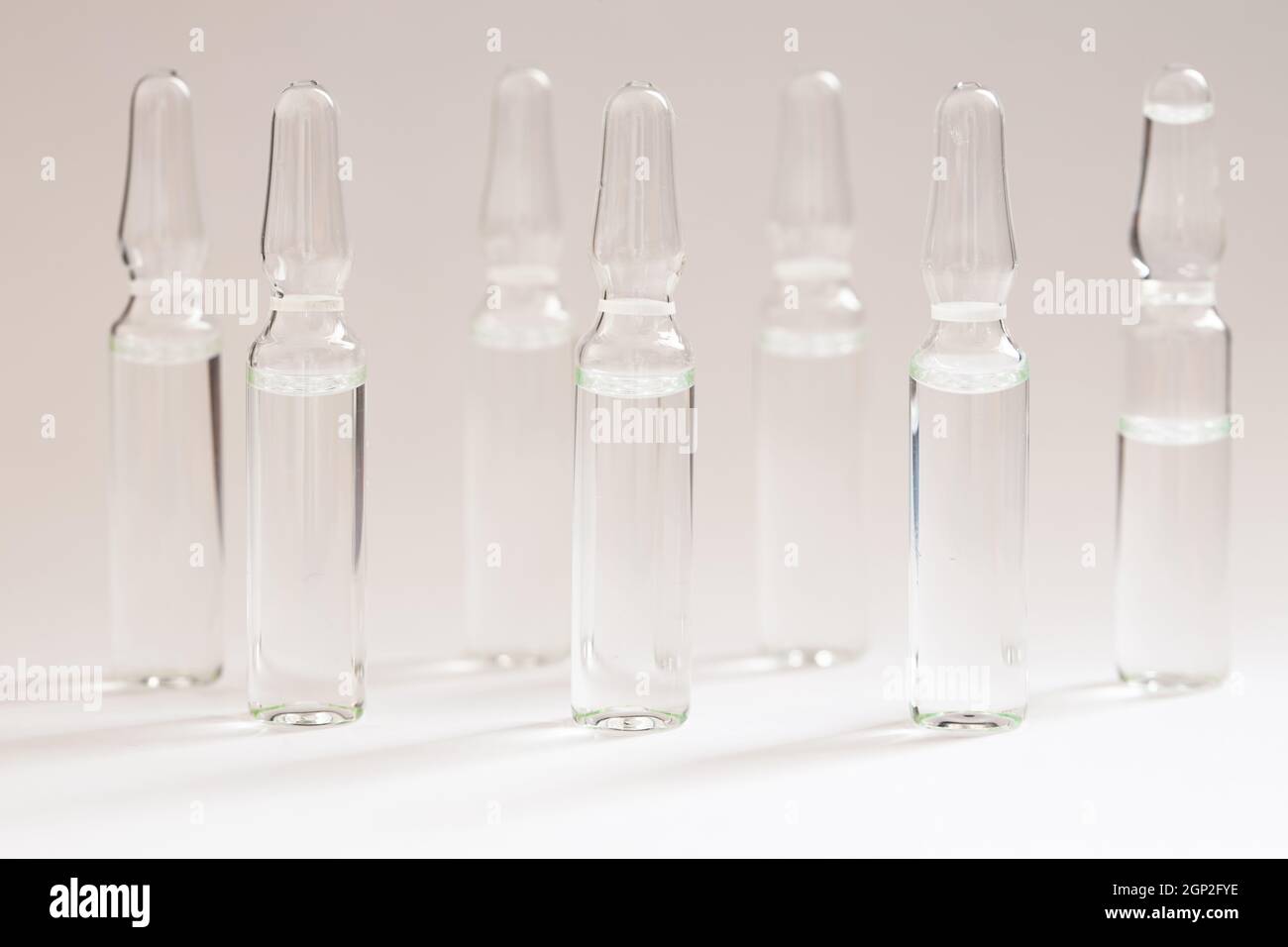 Glass medical ampoules for injection. Ampoules with vaccine, medicine ...